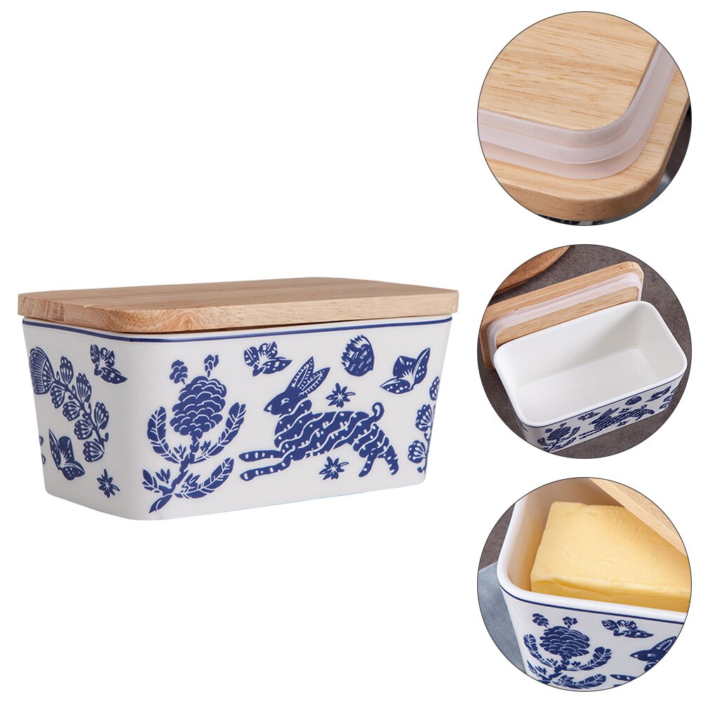 1Pc Patterned Ceramic Butter Dish Butter Keeper Co... – Vicedeal