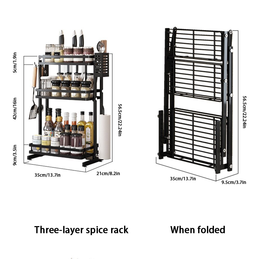Spice Rack Folding Three-layer Multi-function Seas... – Grandado