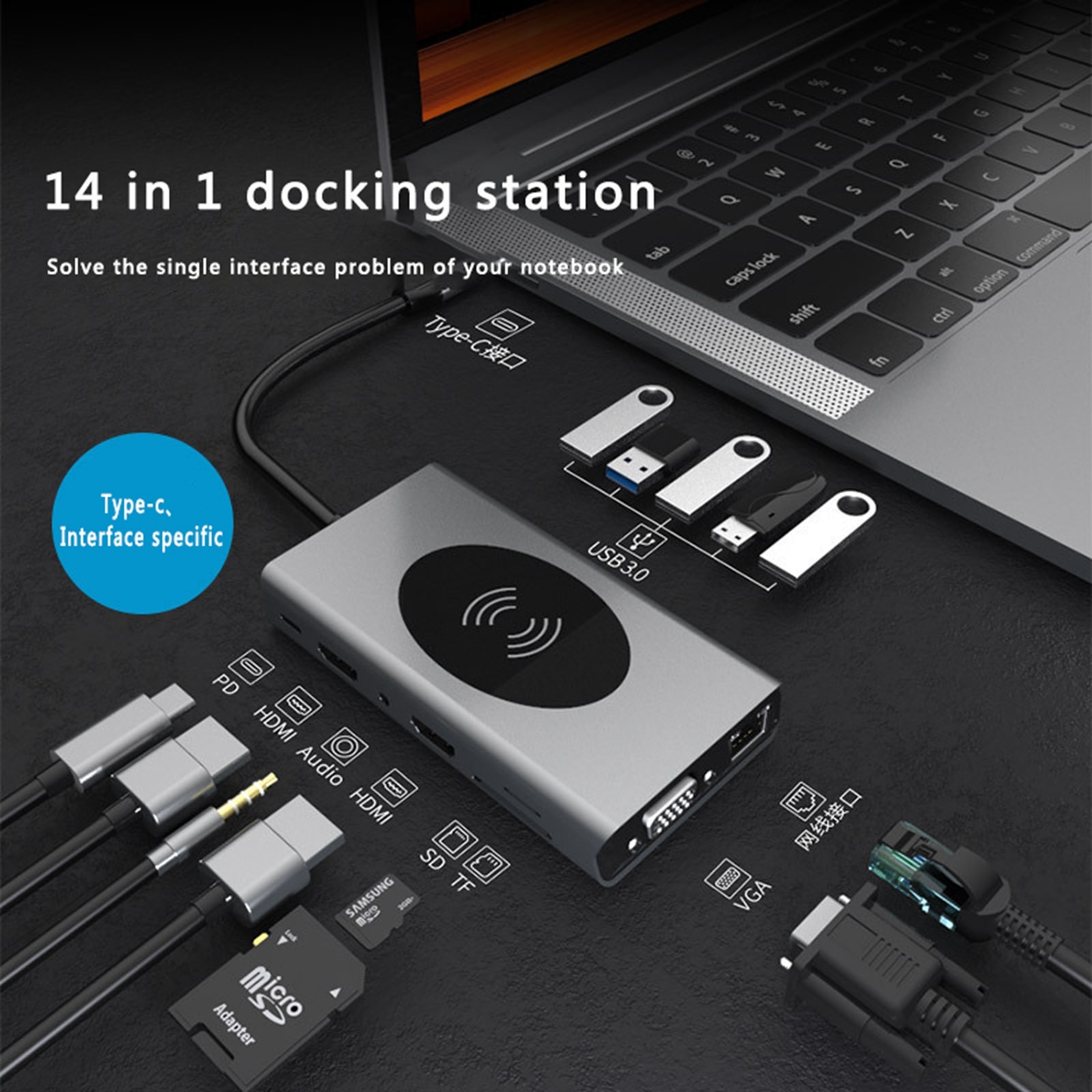 Hub USB C de , estación de acoplamiento para portá... – Grandado