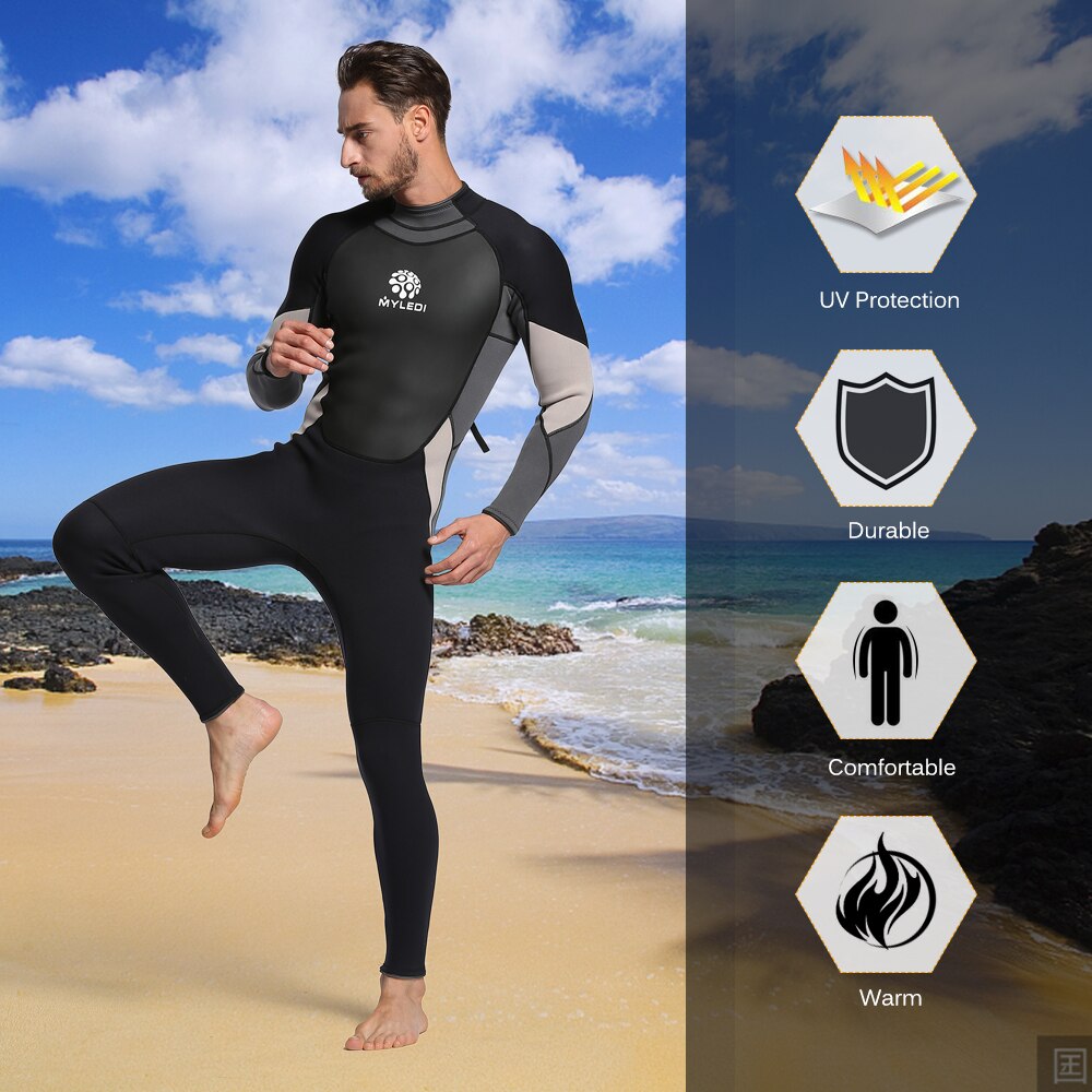 Men's 3mm Back Zip Full Body Wetsuit Diving Suit N... – Grandado