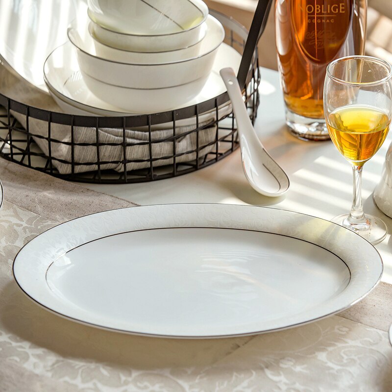 12 inch, white bone china fish plate, pottery dess... – Grandado