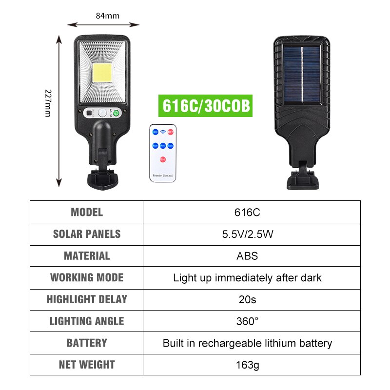LED Solar Straße Licht Outdoor Wand Licht COB Wass... – Vicedeal