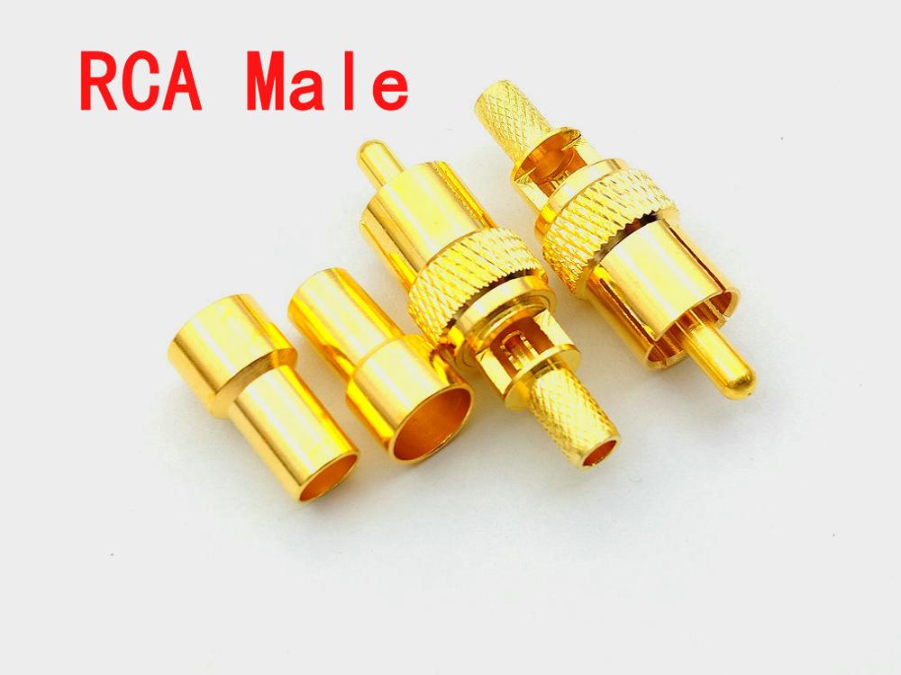 RCA Gold plated copper Crimp Connector RCA Male /R... – Grandado