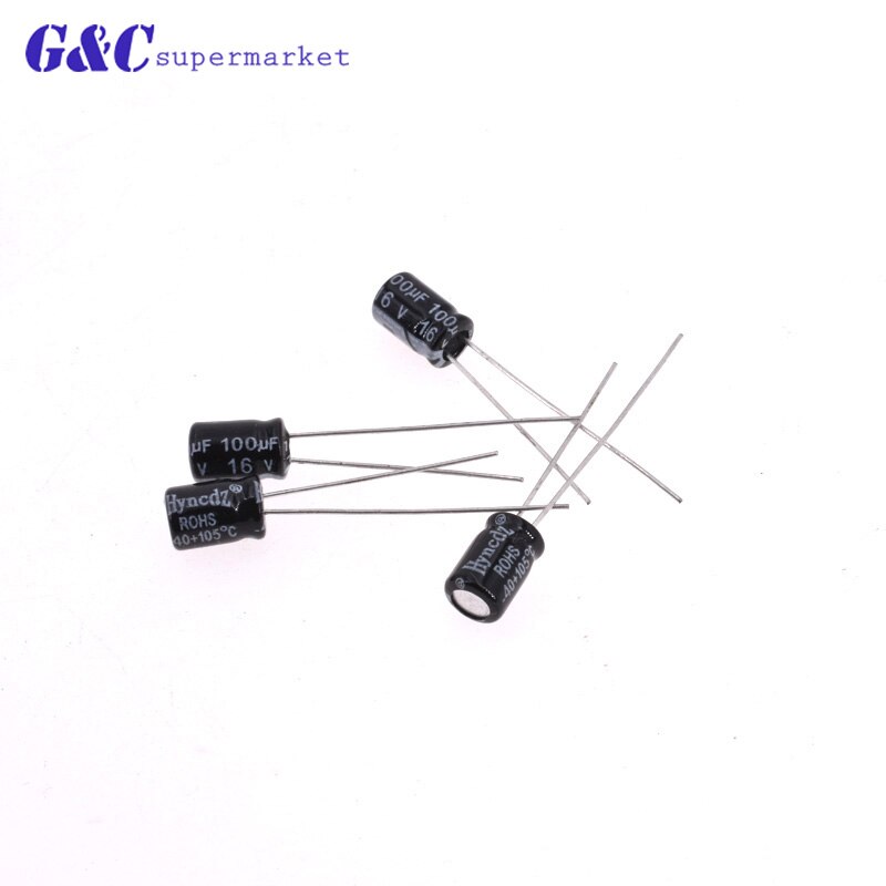 50PCS 100uF 16V 105 Radial Electrolytic Capacitor ... – Grandado