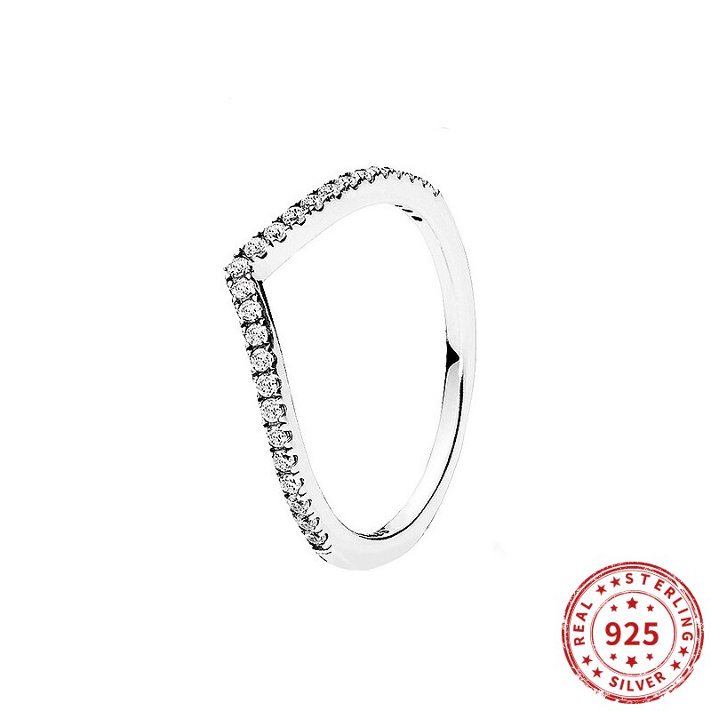 Real 925 sterling Silver Sparkling Wishbone Ring J... – Grandado