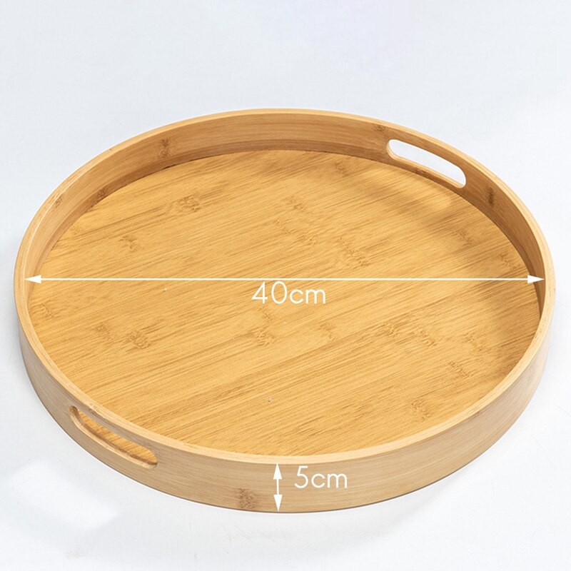 Bamboo Round Serving Tray Wood Plate Tea Food Dish... – Vicedeal