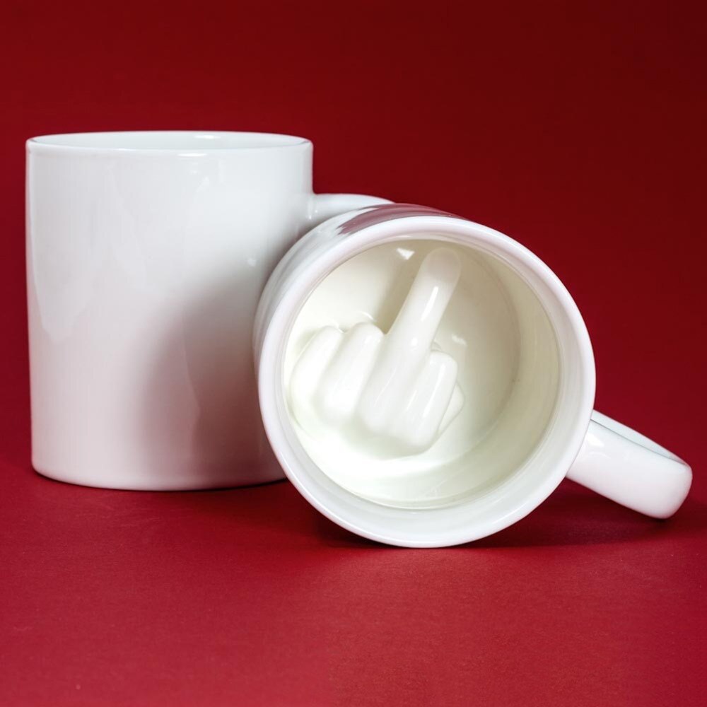 White Middle Finger Style Cup Novelty Mixing Coffe... – Grandado