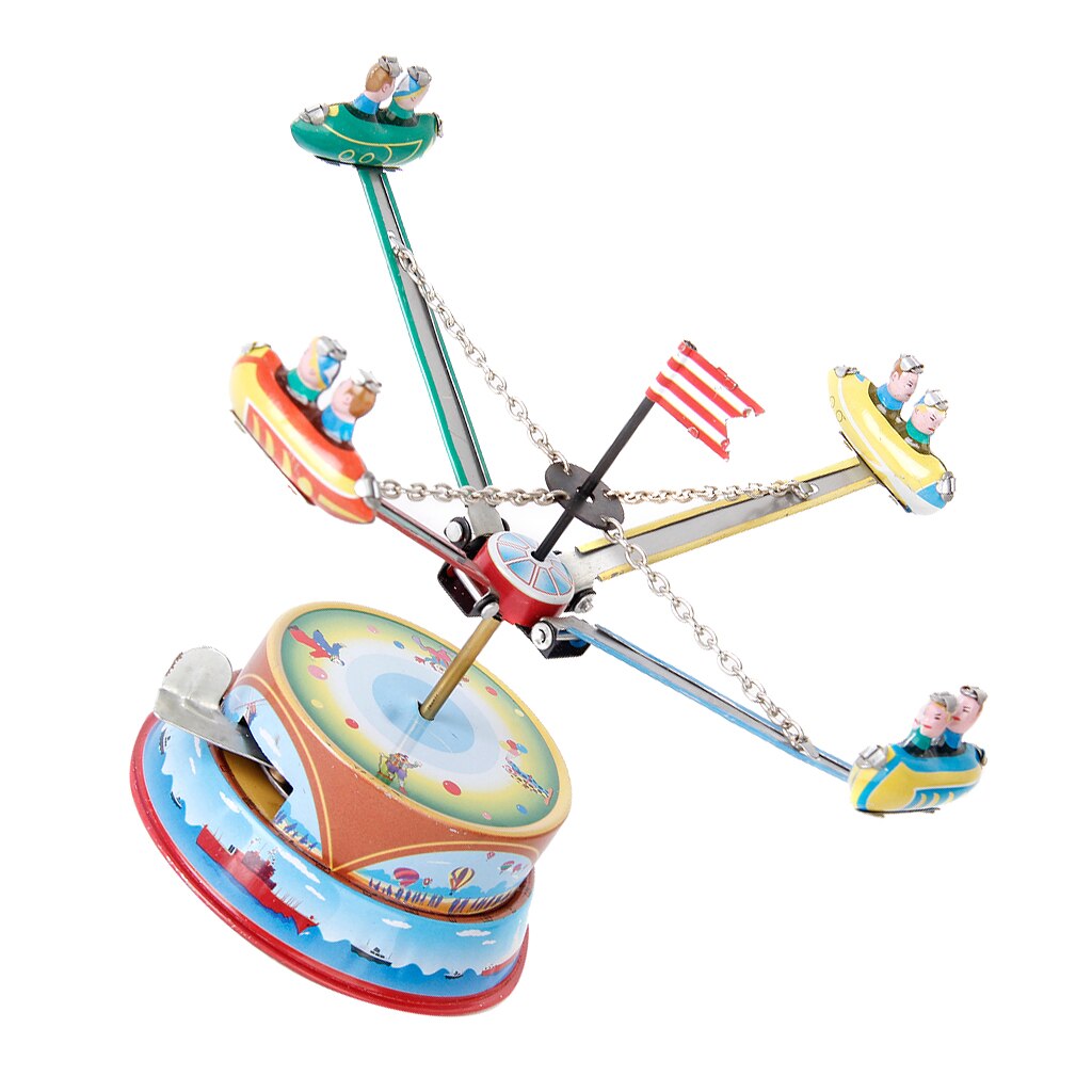 Retro Wind up Rotating Airplane Carousel Tin toy M... – Grandado