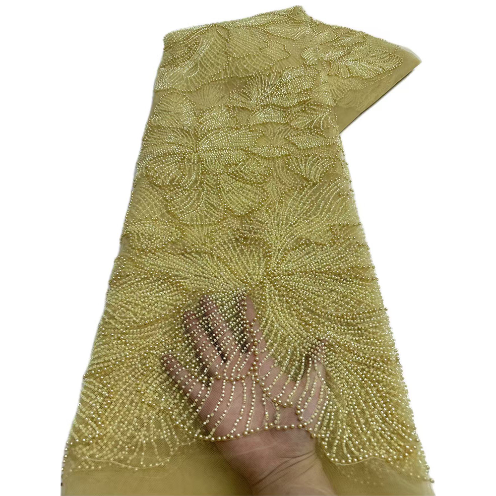 Ni Ai Pink French Mesh Lace Fabric Beads African L... – Grandado