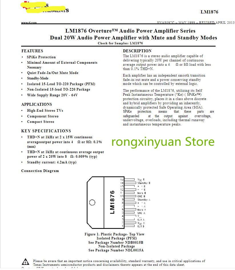 Amplificateur de puissance Audio série LM1876T LM1... – Grandado