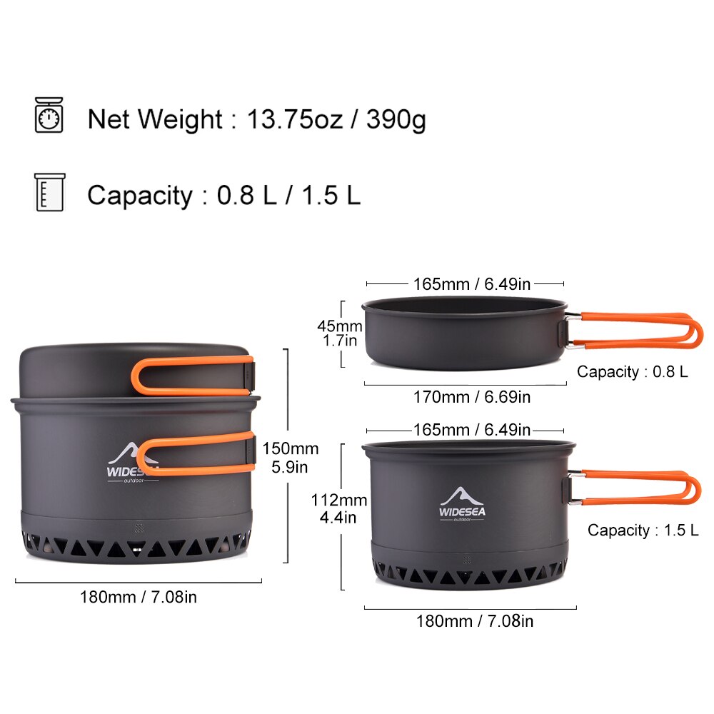 Widesea Camping Cookware Outdoor Cooking Set Heat ... – Grandado