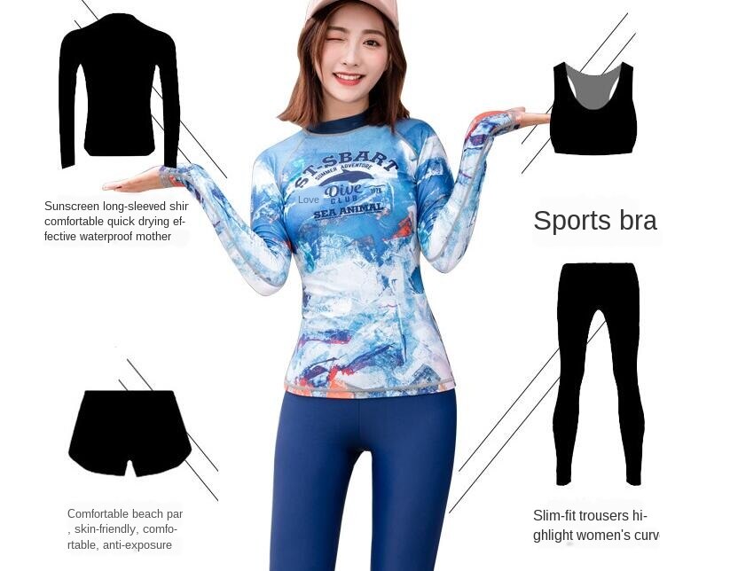 Sbart 4pcs Set Printed Rash Guards Women Swimming ... – Vicedeal