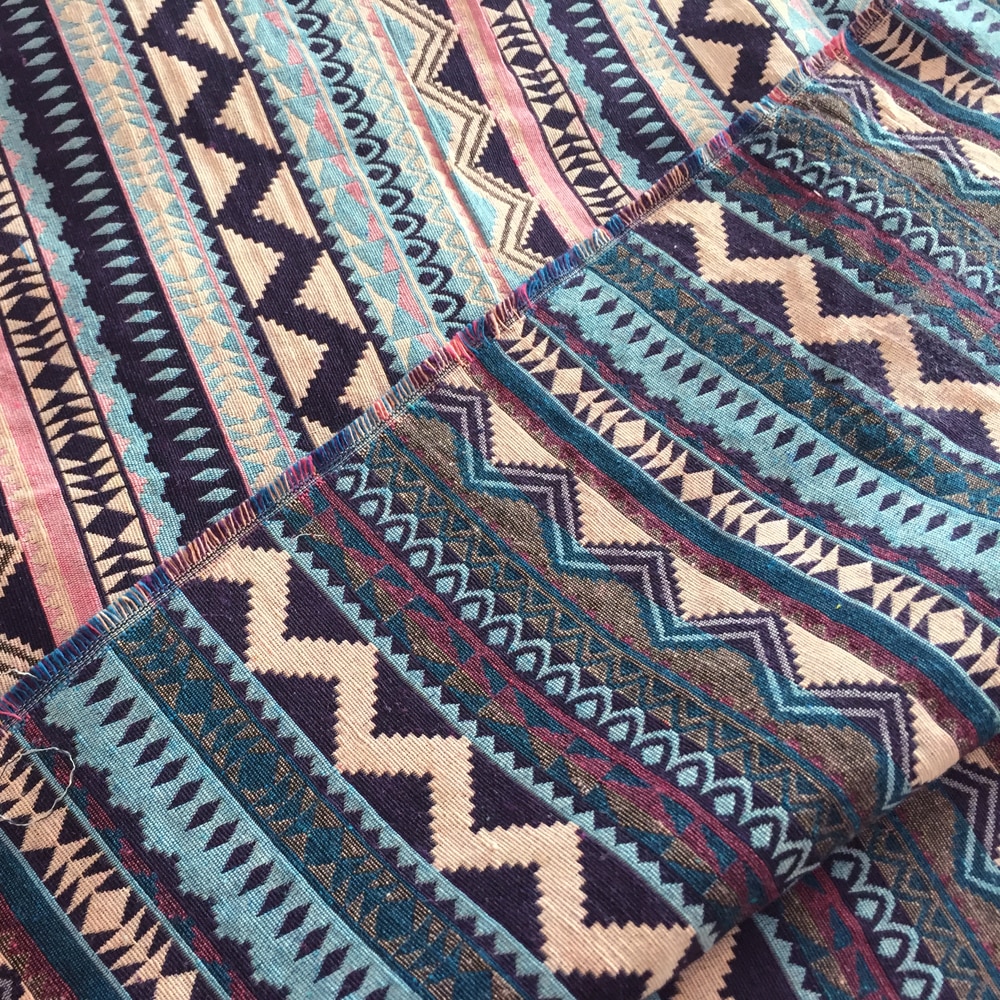 Bohemia style Cotton linen fabric Geometric patter... – Grandado