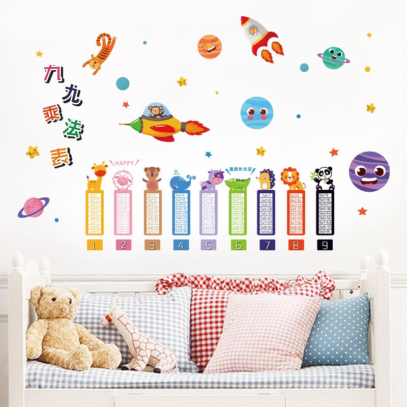 DIY wall stickers multiplication table space rocke... – Vicedeal
