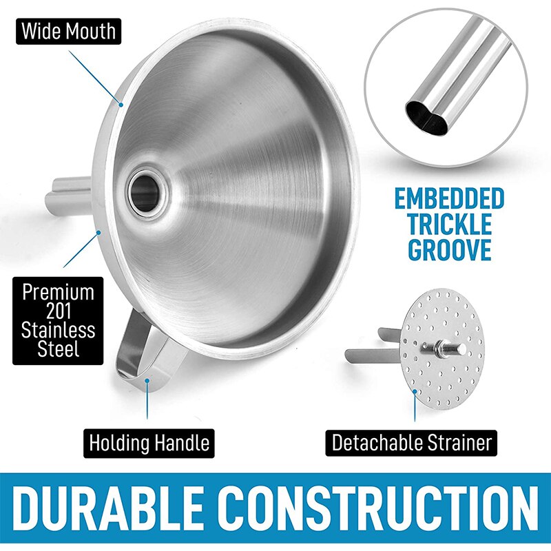 10Cm Stainless Steel Funnel Kitchen Oil Liquid Fun... – Grandado