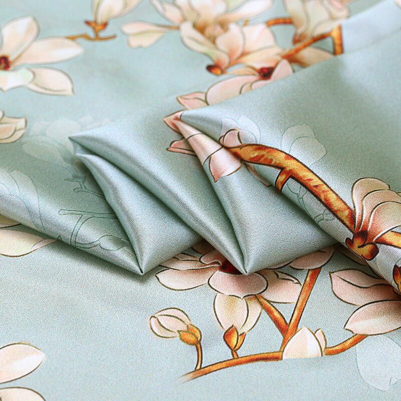 Magnolia heavy digital inkjet silk fabric mulberry... – Grandado