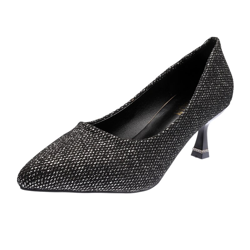 Sequin Pointed Toe Pumps Women 6 Cm High Heel Shoe... – Grandado
