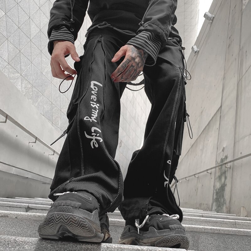 Hip Hop Joggers Cargo Pants for Men Block Pocket T... – Grandado