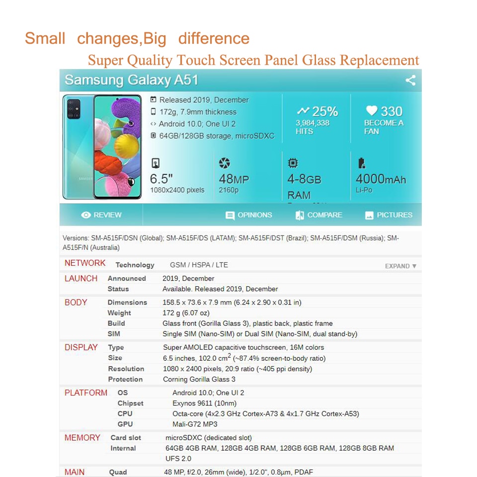 Replacement For Samsung Galaxy A51 Touch Screen Fr... – Vicedeal