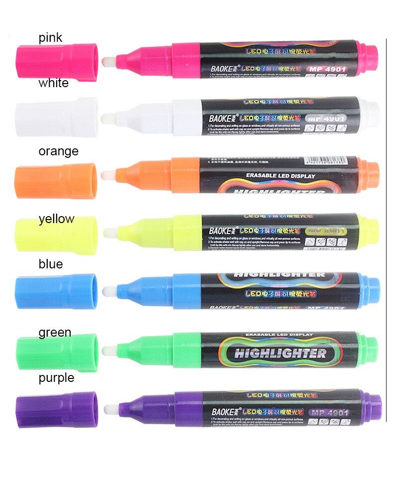 6 Pcs/Box 7-Color Colorful 4mm-Round-Tip Highlight... – Vicedeal