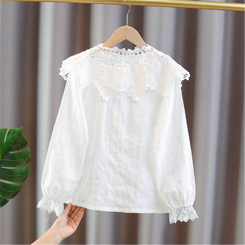 Girls White Blouse Lace Floral Girls Shirt Spring ... – Vicedeal