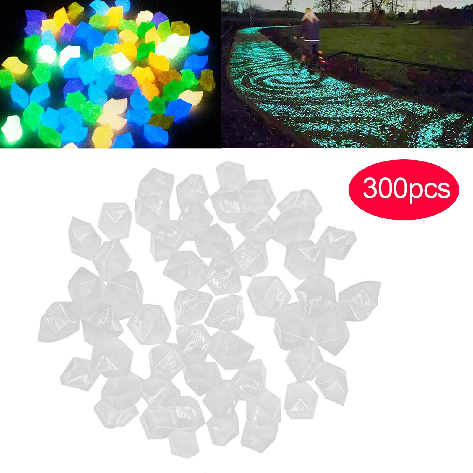 300 Pcs Garden Decor Luminous Stones Glow In Dark ... – Grandado