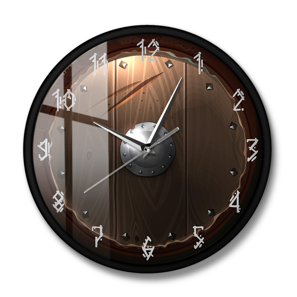 Barbarian Shield Indoor Silent Movement Wall Clock... – Grandado