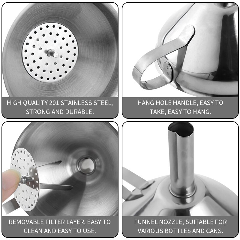 10cm Stainless Steel Funnel Detachable Strainer Fu... – Grandado