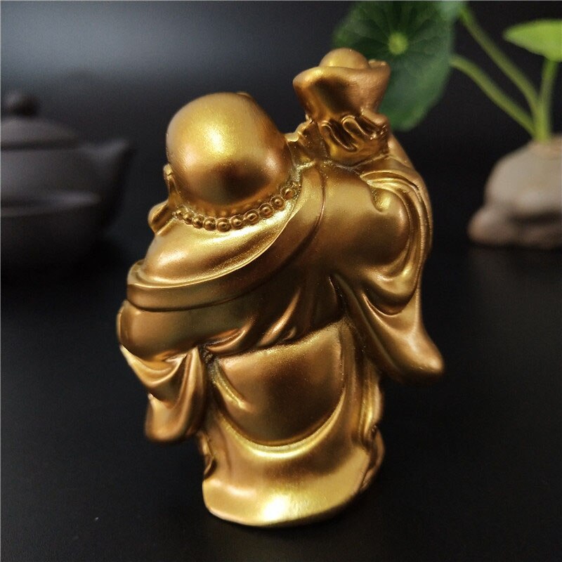 Golden Laughing Buddha Statue Chinese Feng Shui Re... – Grandado