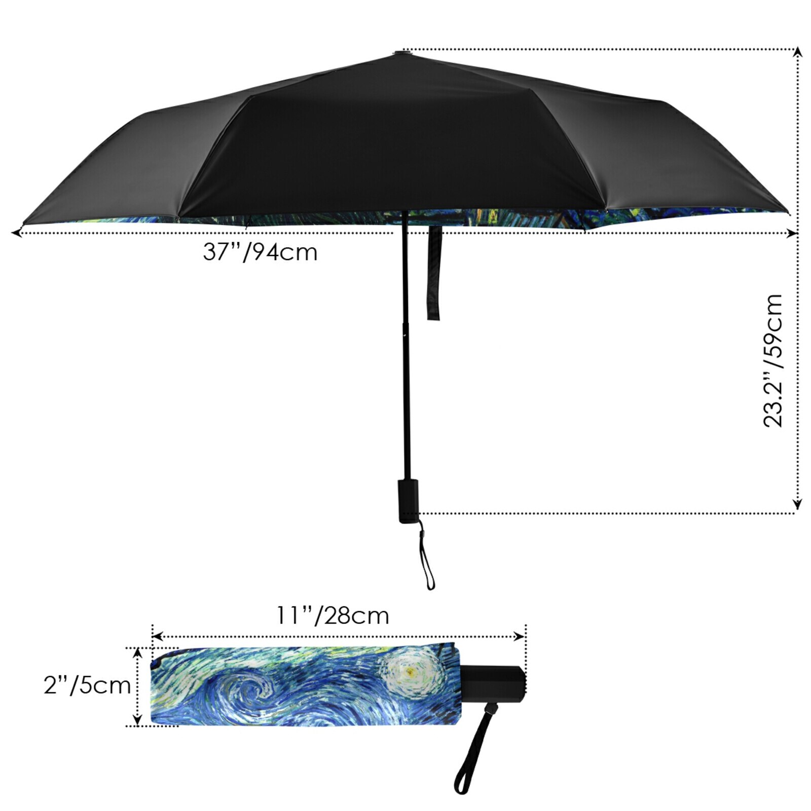 Van Gogh Oil Painting Umbrella Parasol Three Foldi... – Grandado