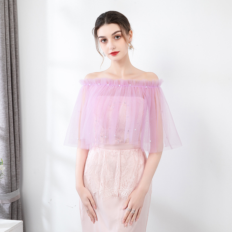 JaneVini Red Tulle Bridal Bolero Mujer Off the Sho... – Grandado