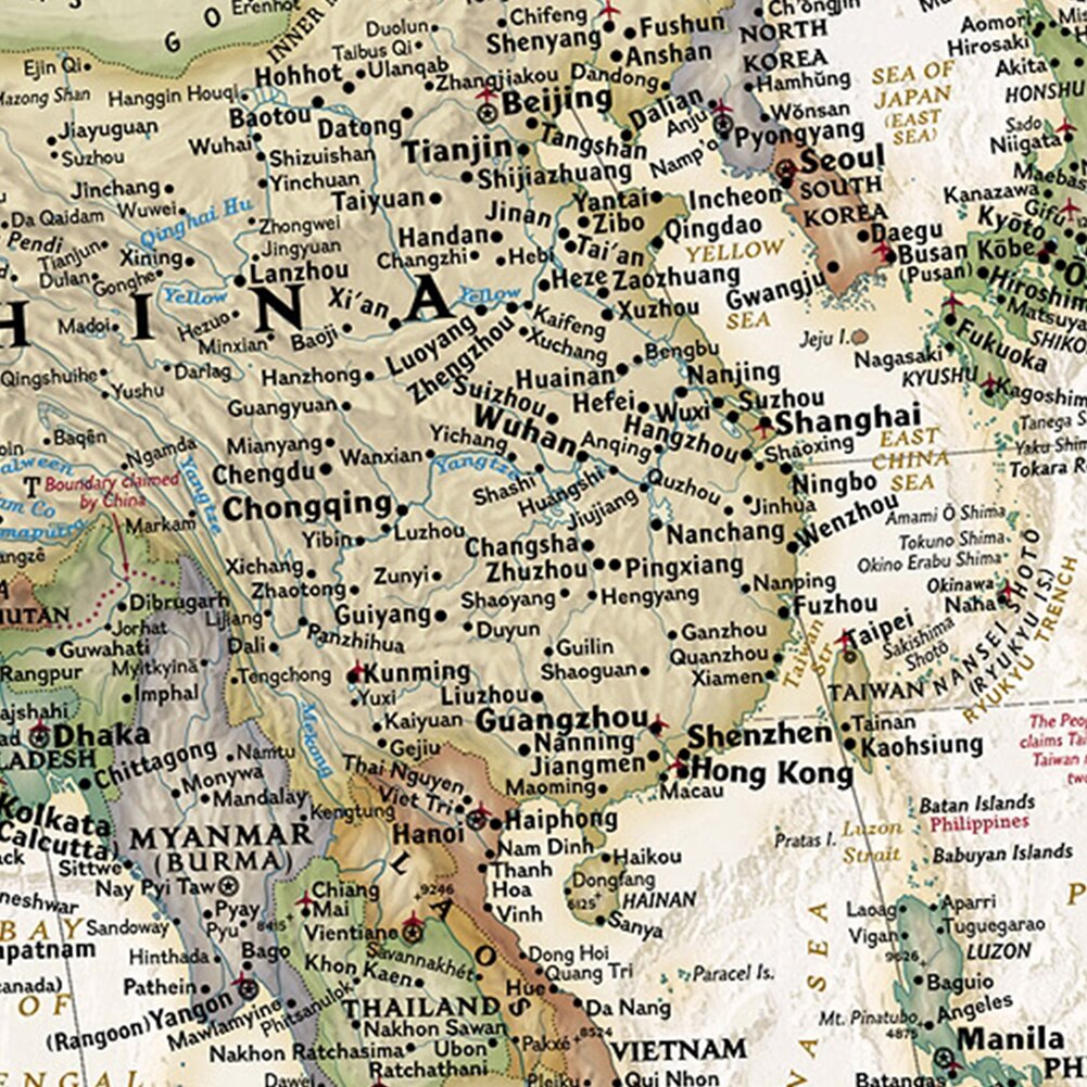 84*59 Detailed Map of The World with National Flag... – Grandado