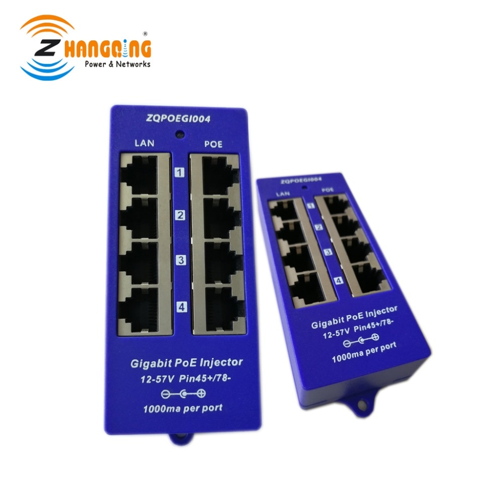 Gigabit PoE Injector 4 Port 1000Mbps PoE Patch Pan... – Grandado