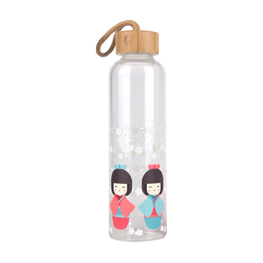 550ml Cute Japanese Glass Water Bottles With Bambo... – Vicedeal