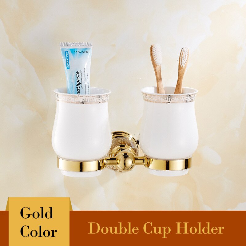 European Bathroom Accessories Set Shiny Gold Cryst... – Vicedeal