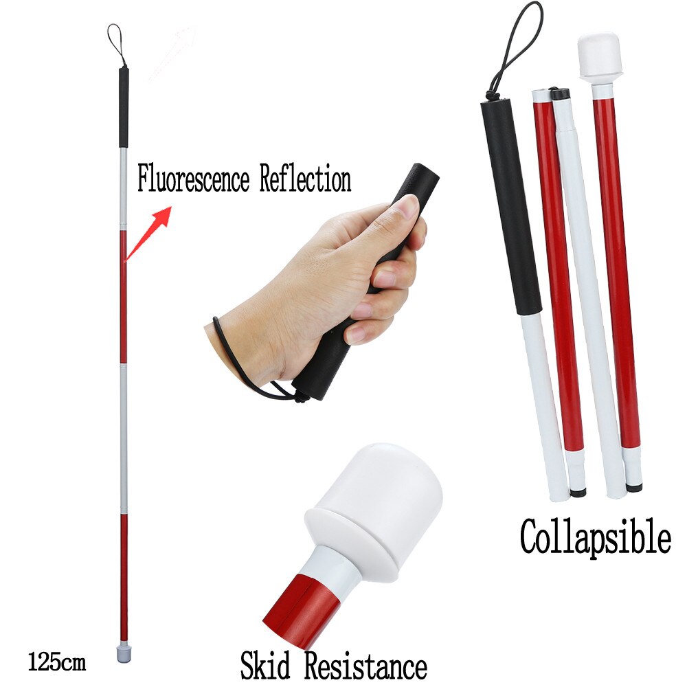 Walking Stick Folding Blind Stick 4 Sections Blind... – Vicedeal
