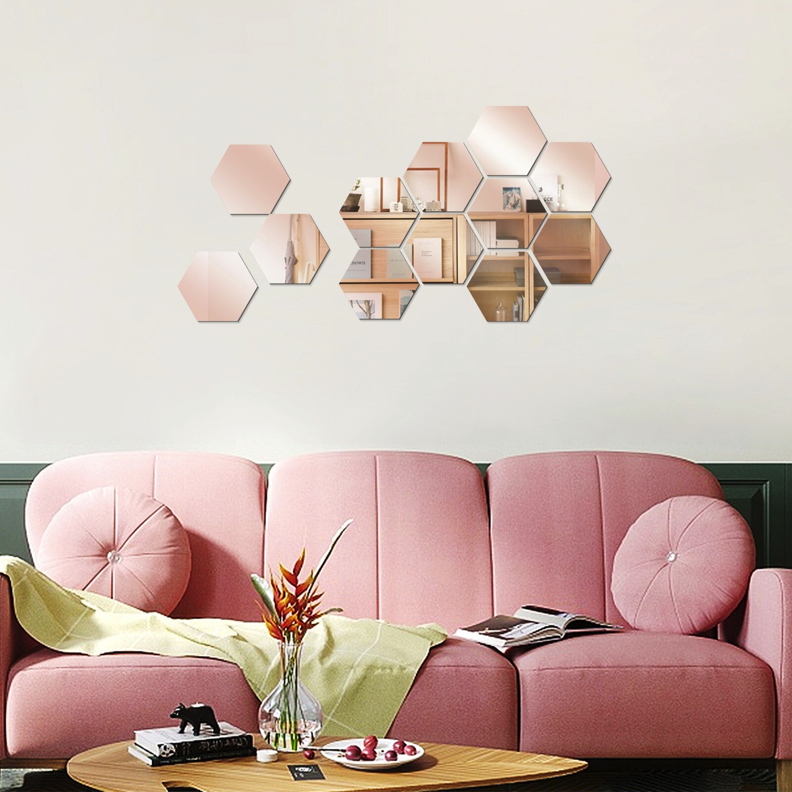 12pcs 6.3cm 3D Hexagon Wall Stickers Art Acrylic M... – Vicedeal