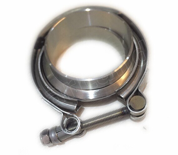 3" inch V-Band Kit Heavy Duty Clamp Flange Set for Exhaust Downpipe ...