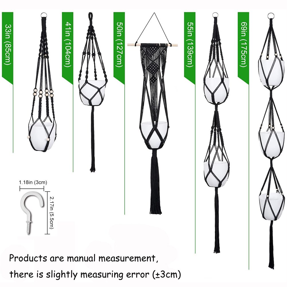 5 Style Black Macrame Plant Hanger Indoor Outdoor ... – Vicedeal