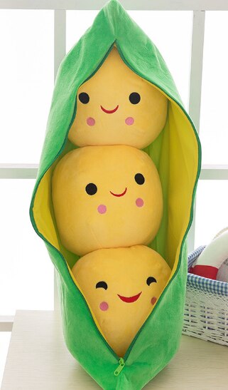 25 CM Cute Pods Pea Shape Stuffed Plant Doll 3 Bea... – Grandado