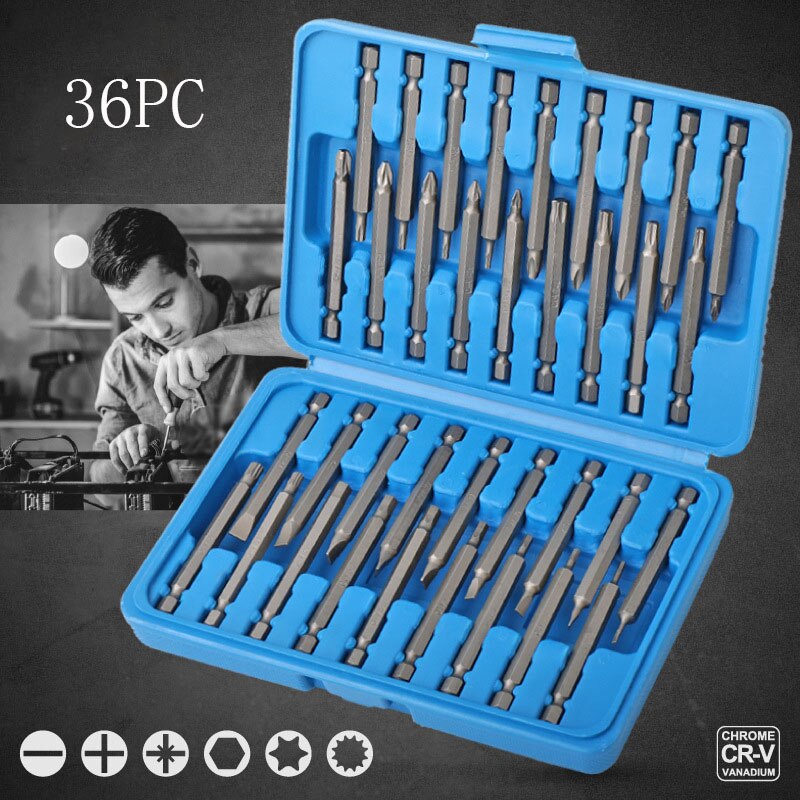 36/50pc 75mm Extra Long Magnetic Screwdriver Bit S... – Grandado