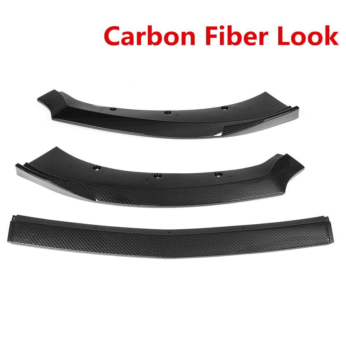 3Pcs Carbon Fiber Look/Black Car Front Bumper Spli... – Vicedeal
