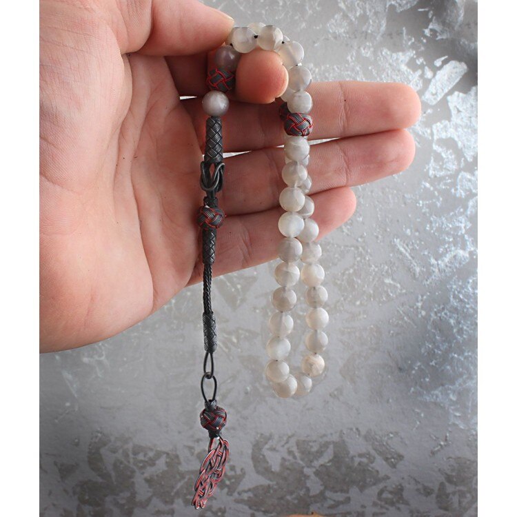 33 Beads Moon stone Muslim Prayer Tasbih Misbaha I... – Grandado