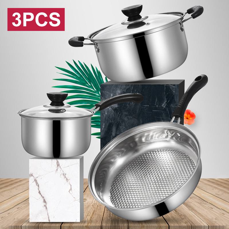 3 pcs/Set Stainless Steel Pot Hotpot Induction Coo... – Vicedeal