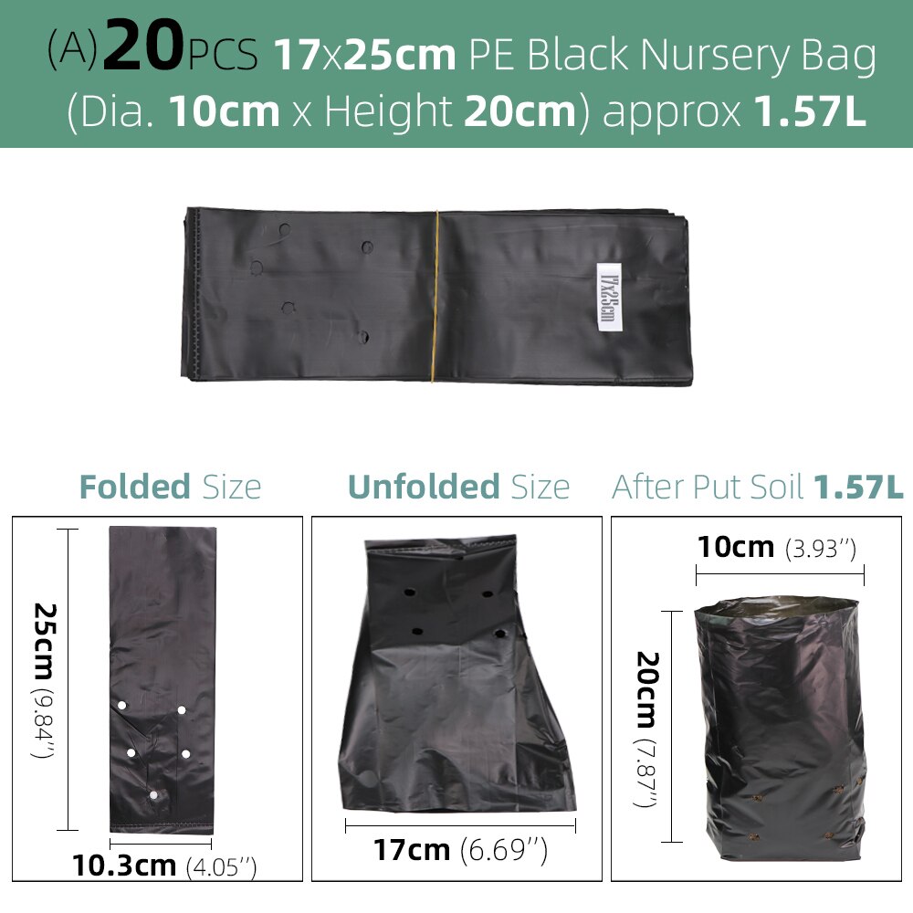 MUCIAKIE PE Plastic Nursery Black Grow Bags Breath... – Vicedeal