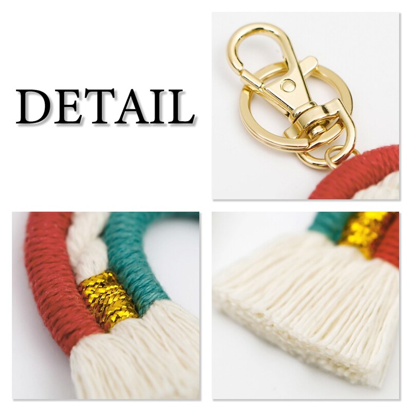 4 Pieces Macrame Rainbow Keychain, Handwoven Keyri... – Grandado