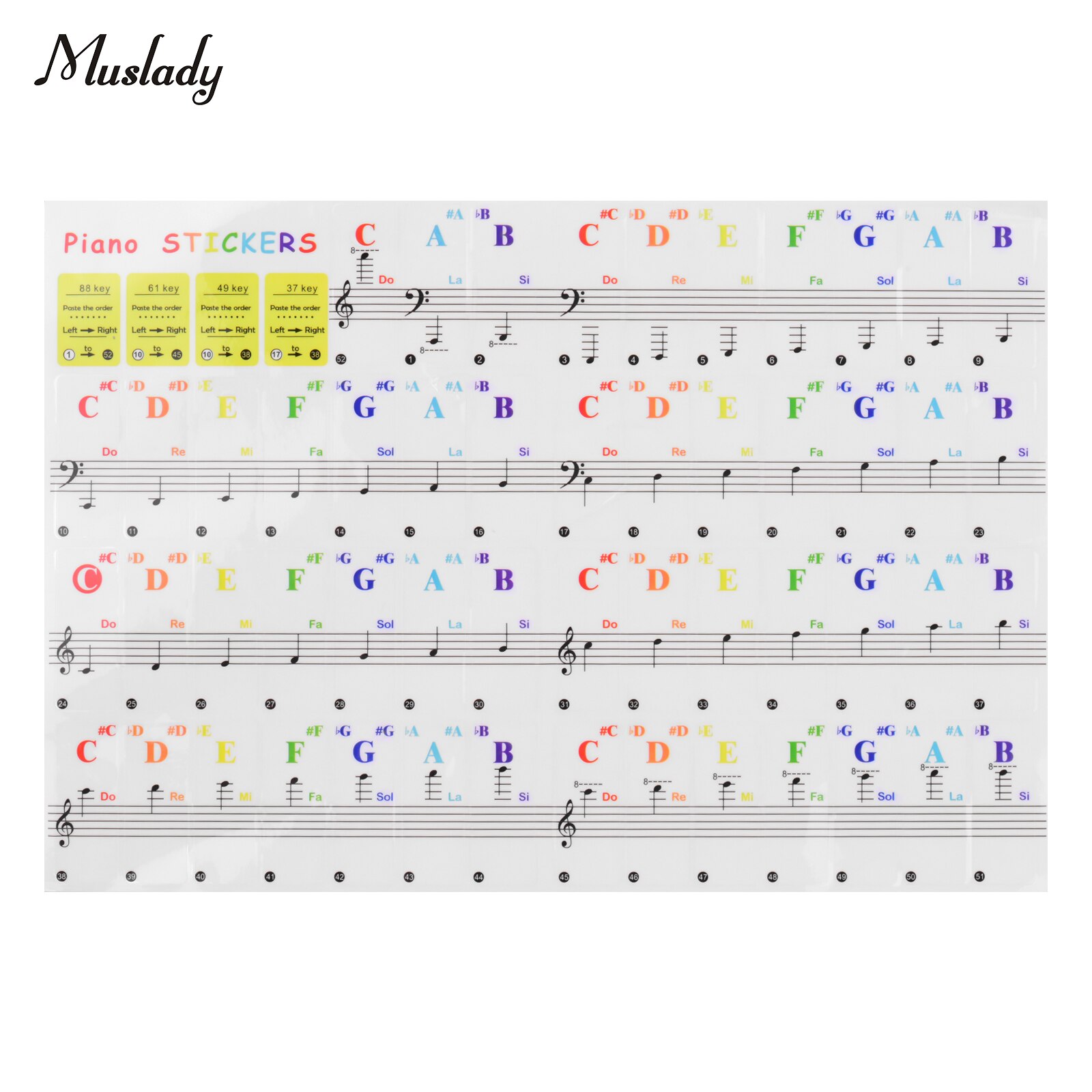 Muslady-pegatinas para teclas de Piano, Kit de peg... – Grandado