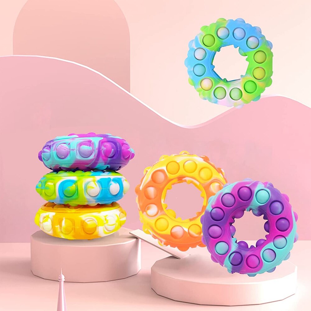 3D Donut Pop Fidget Toy Colorful Silicone Stress D... – Grandado