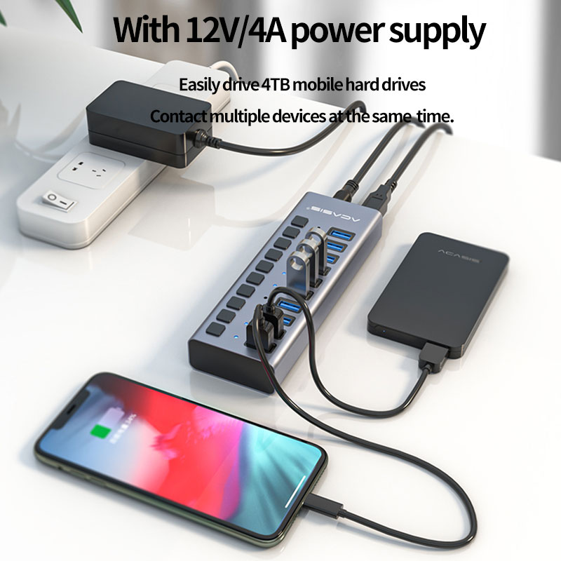 Acasis Multi USB 3.0 Hub 10 ports High Speed With ... – Grandado