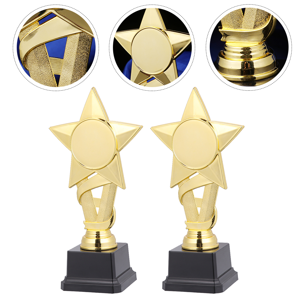 2Pcs Plastic Trophy Achievement Award Golden Decor... – Grandado